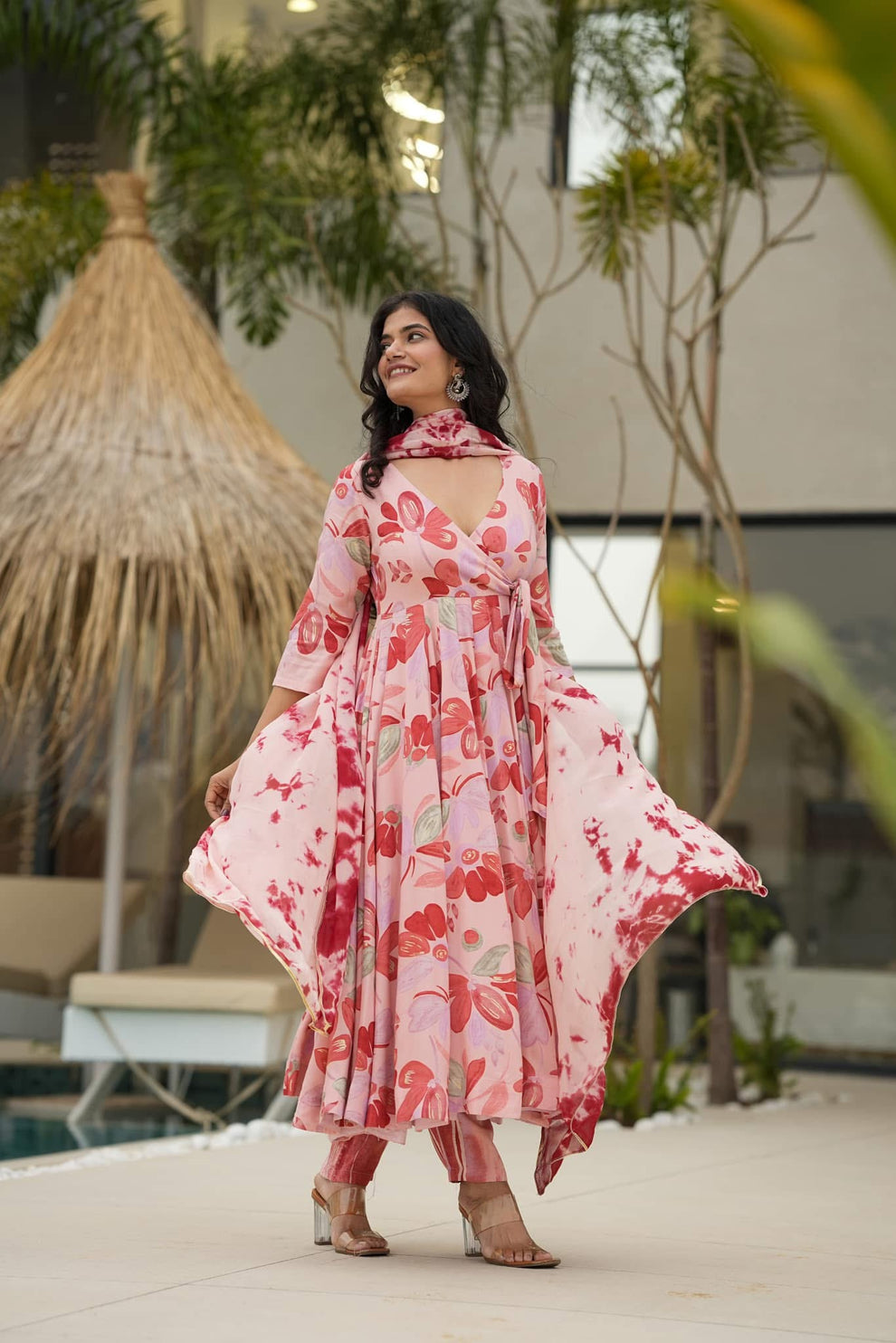 Buy Vrinda floral pink suit set Online in India | Idaho Clothing